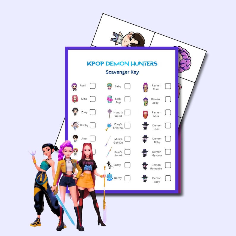 Kpop Hunters Scavenger Hunt Game, Demon Hunters Parody Birthday Party ...
