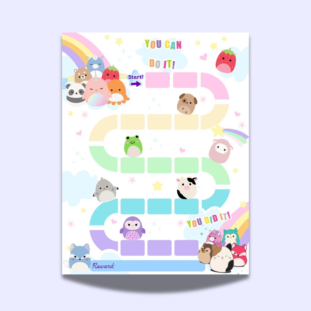 Squish Animals Reward Chart: Potty Training Chore Tracker (digital ...