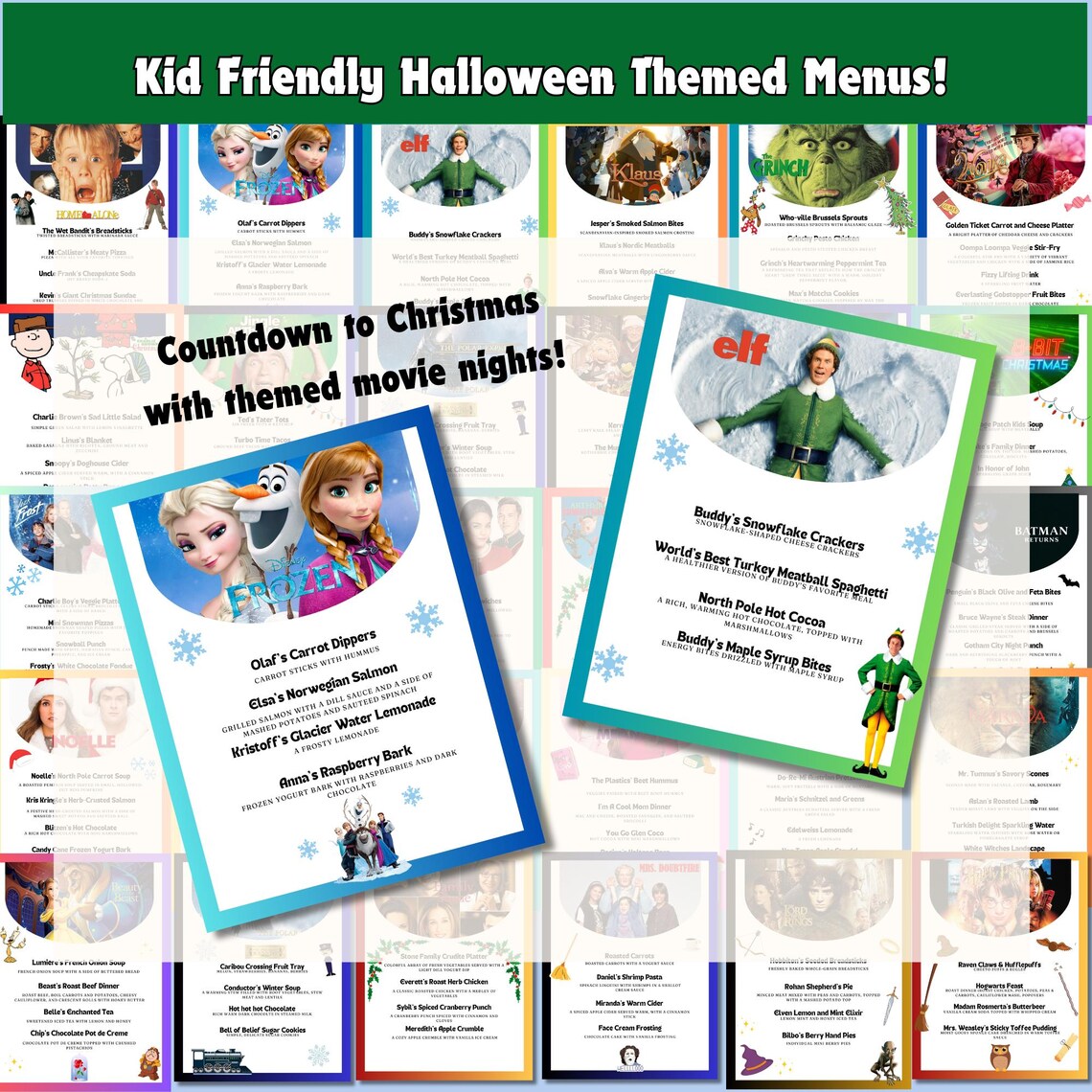Christmas Movie Night Menus & Tickets: Editable Holiday Dinner (digital ...