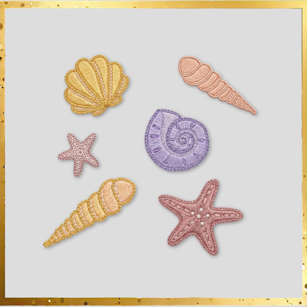 Seashells Embroidery File, Set of Shells Machine Embroidery Pattern ...