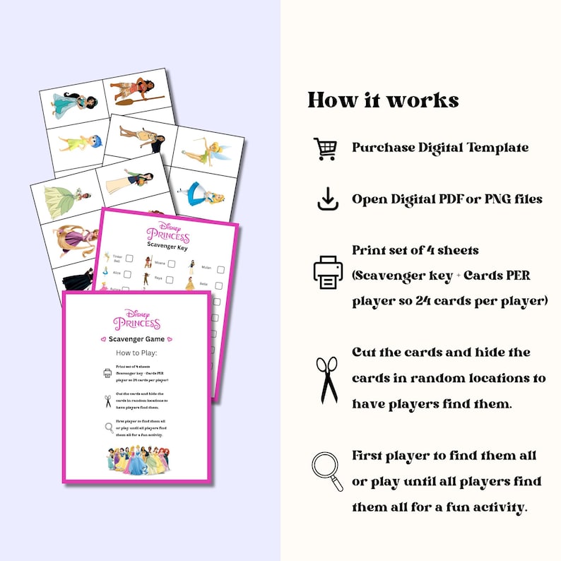 Princess Scavenger Hunt Game, Birthday Party Activity (digital Download ...