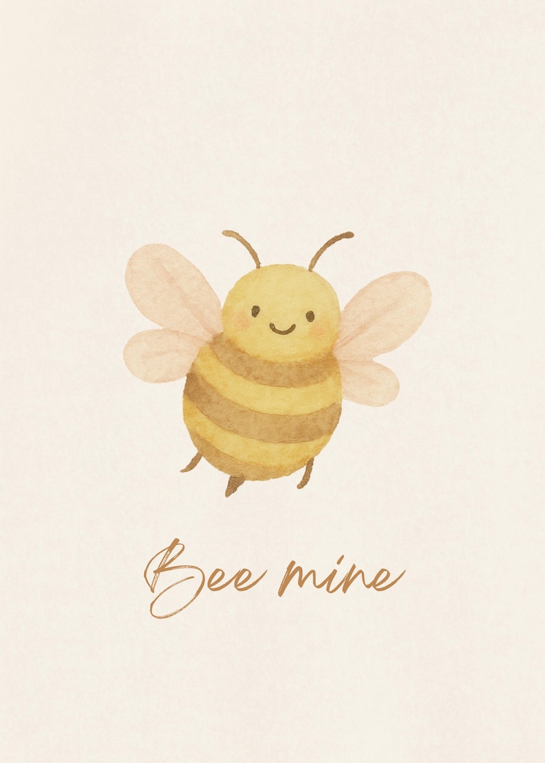 Bee Mine Card | Cute Bee Valentine Card | Printable Valentine | Sweet ...