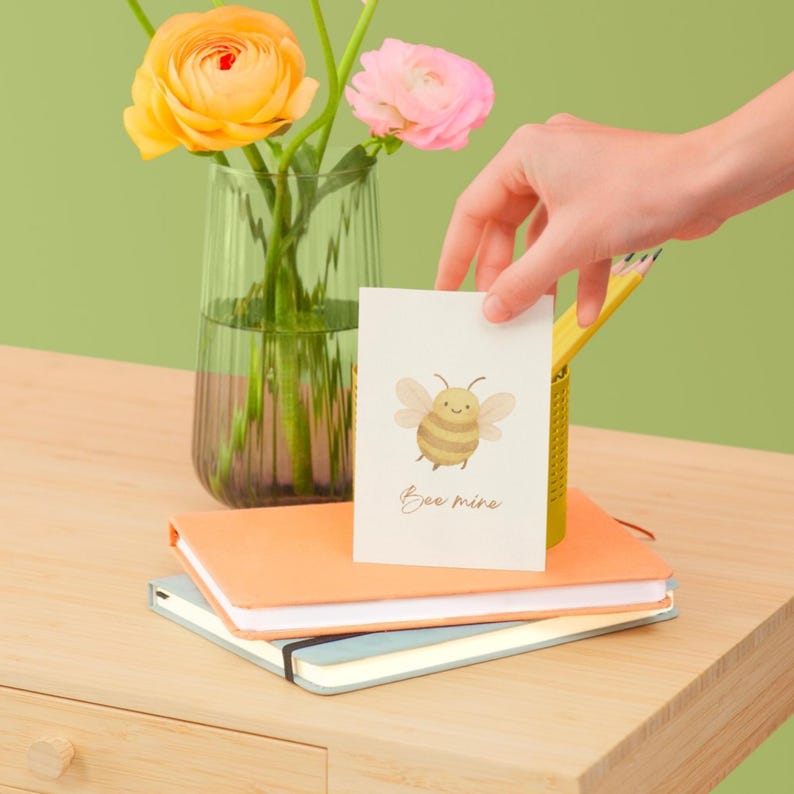 Bee Mine Card | Cute Bee Valentine Card | Printable Valentine | Sweet ...