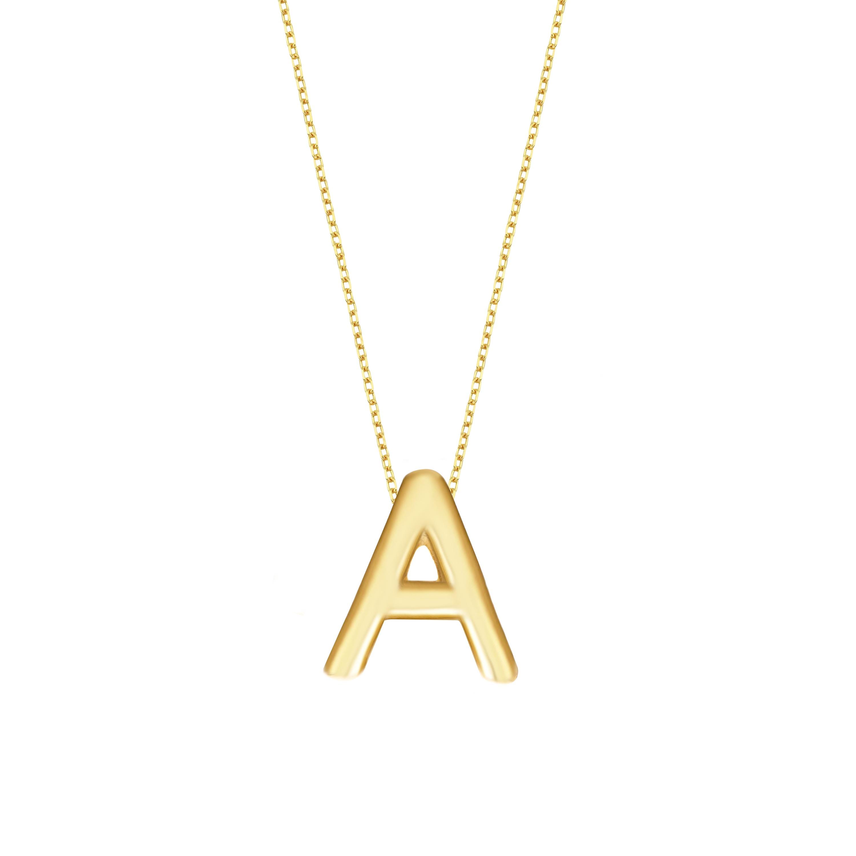 Gold Letter Necklace / 14K Gold Personalized Initial Necklace / Bubble ...