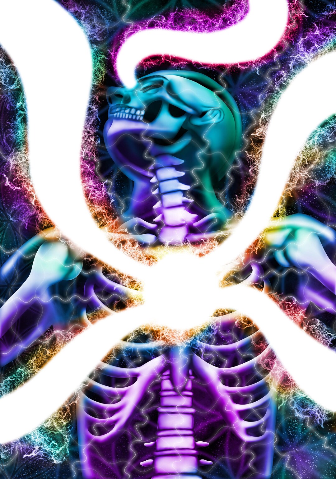 Psychedelic Skeleton Poster Visionary Energy Artwork Surreal Cosmic ...