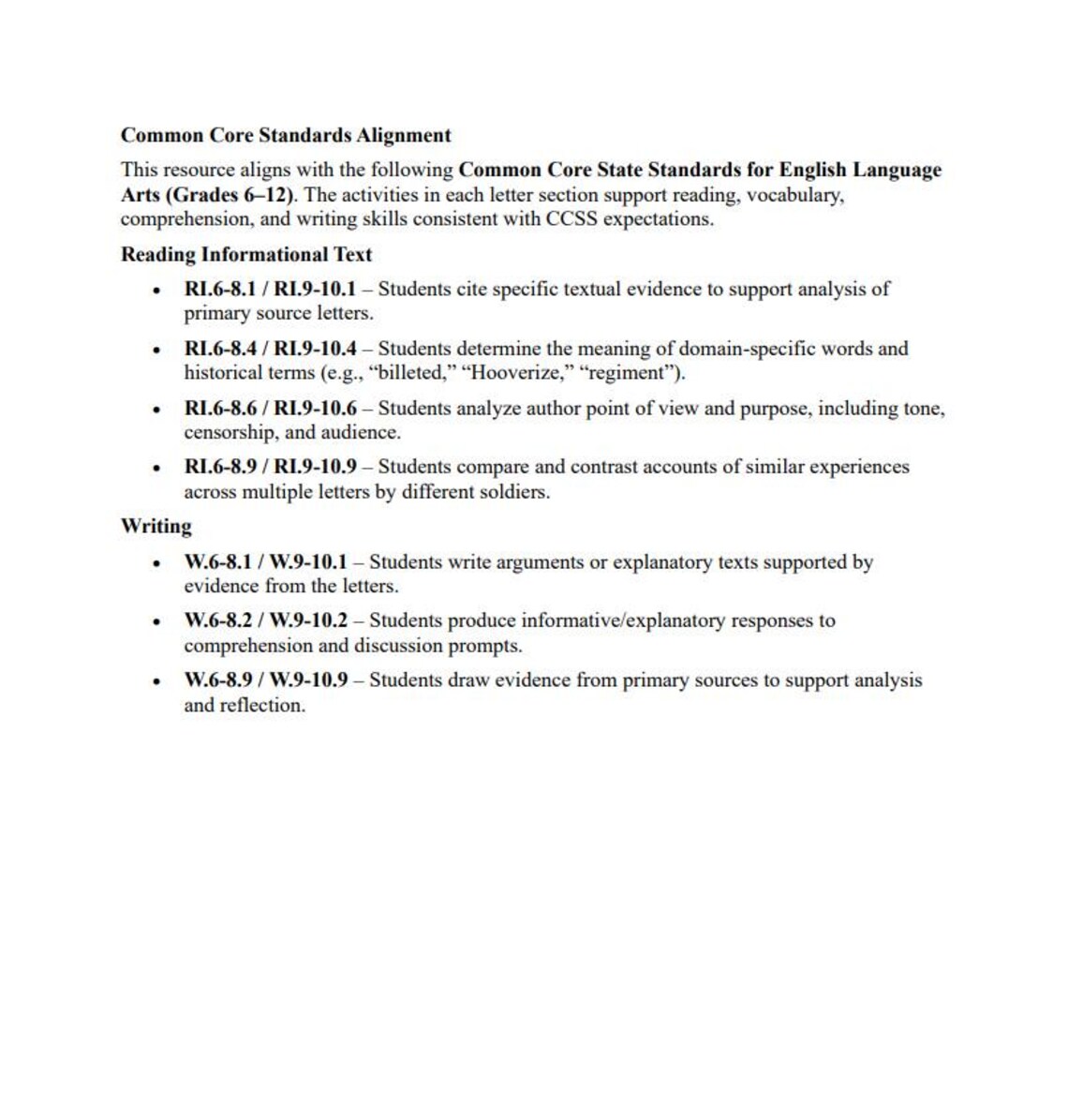 WWI Primary Sources Pack – Authentic Letters, Worksheets & Writing ...