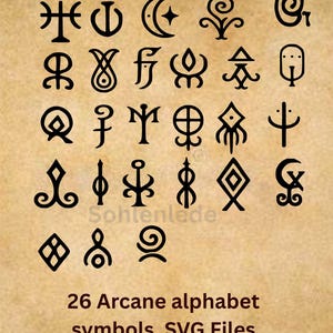 Arcane Alphabet SVG Bundle | 26 Mystical Letter Symbols | Cricut ...