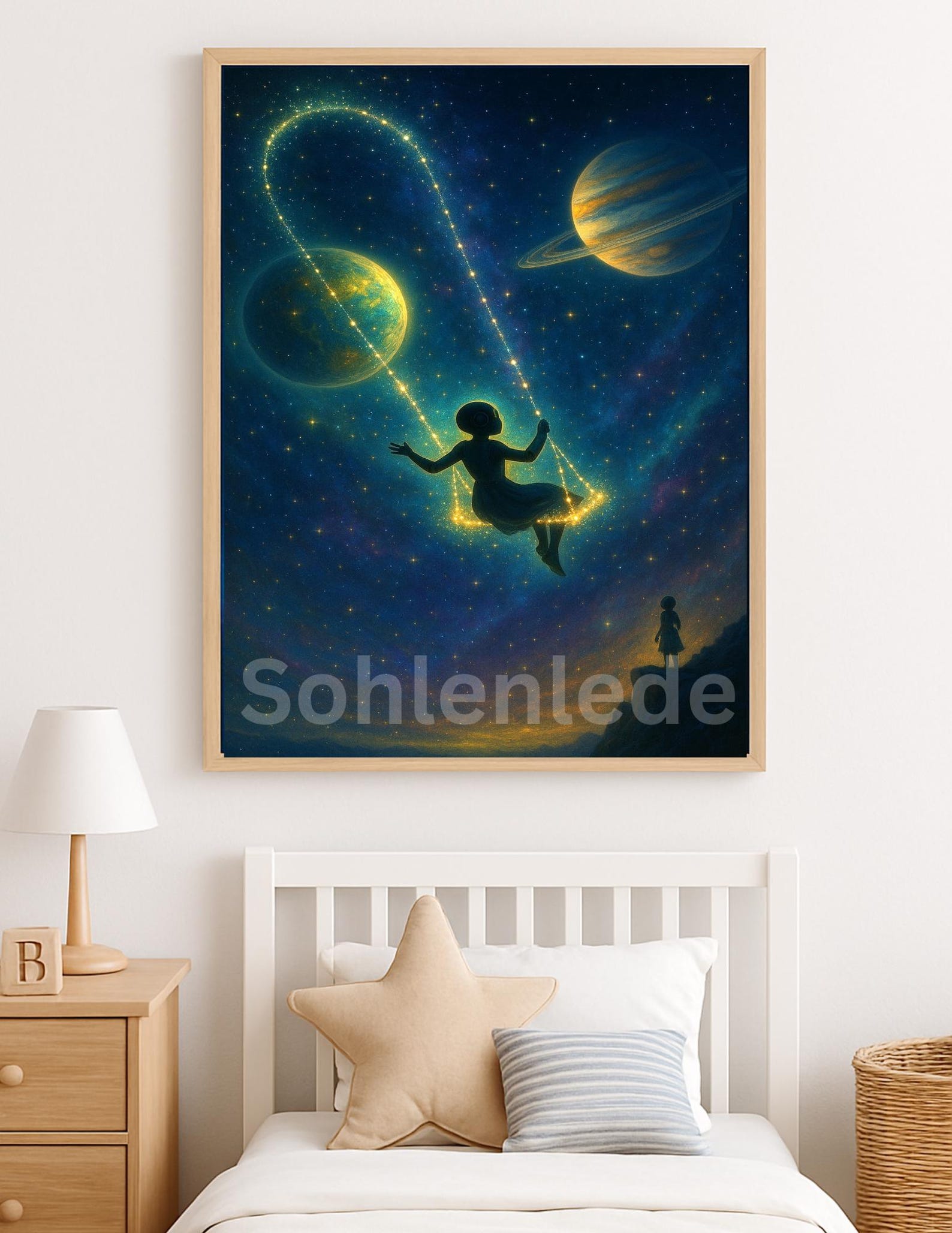 Luma’s Starlight Swing – Digital Robot Girl Wall Art | 8.5x11 & 11x14 ...