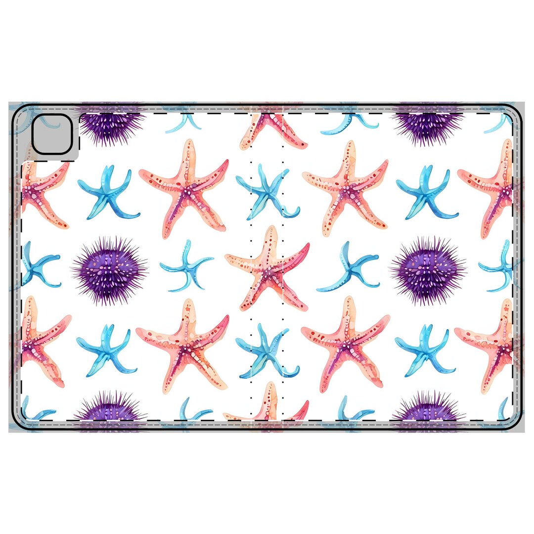 Tablet Folio Case, Ocean Theme, Sea Stars and Urchins, Nautical Tablet ...