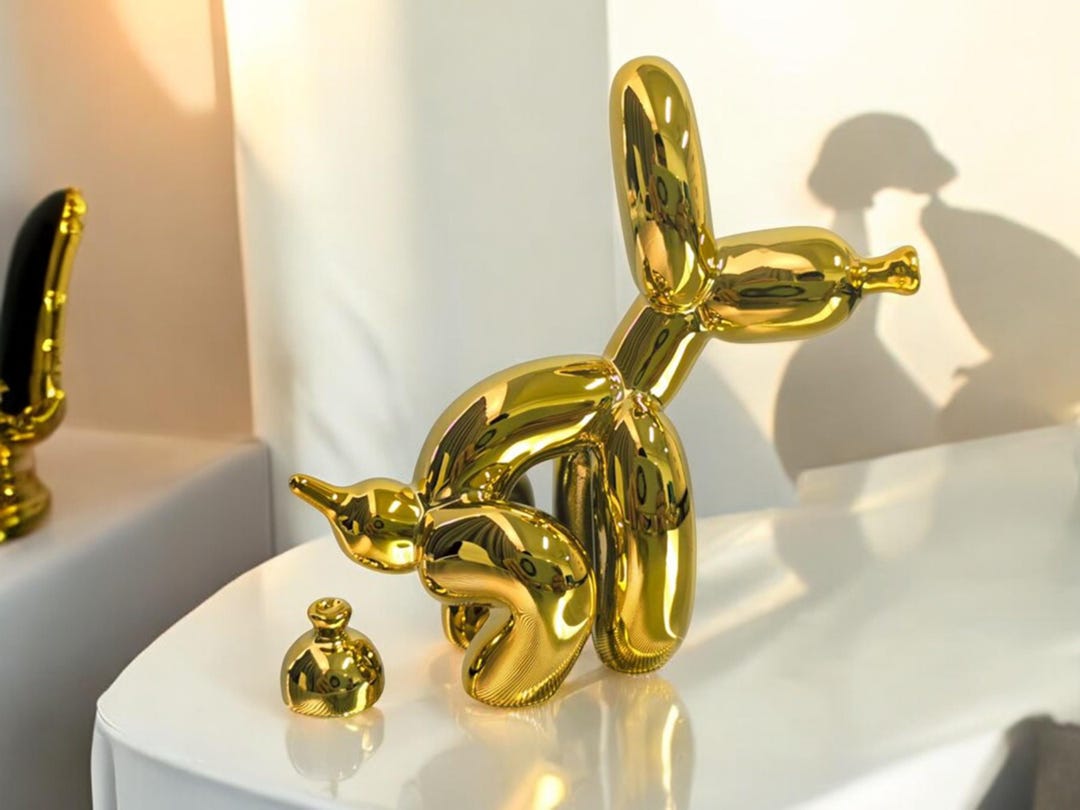 Cute Balloon Dog Poop Statue Resin Animal Sculpture for Home & Office ...