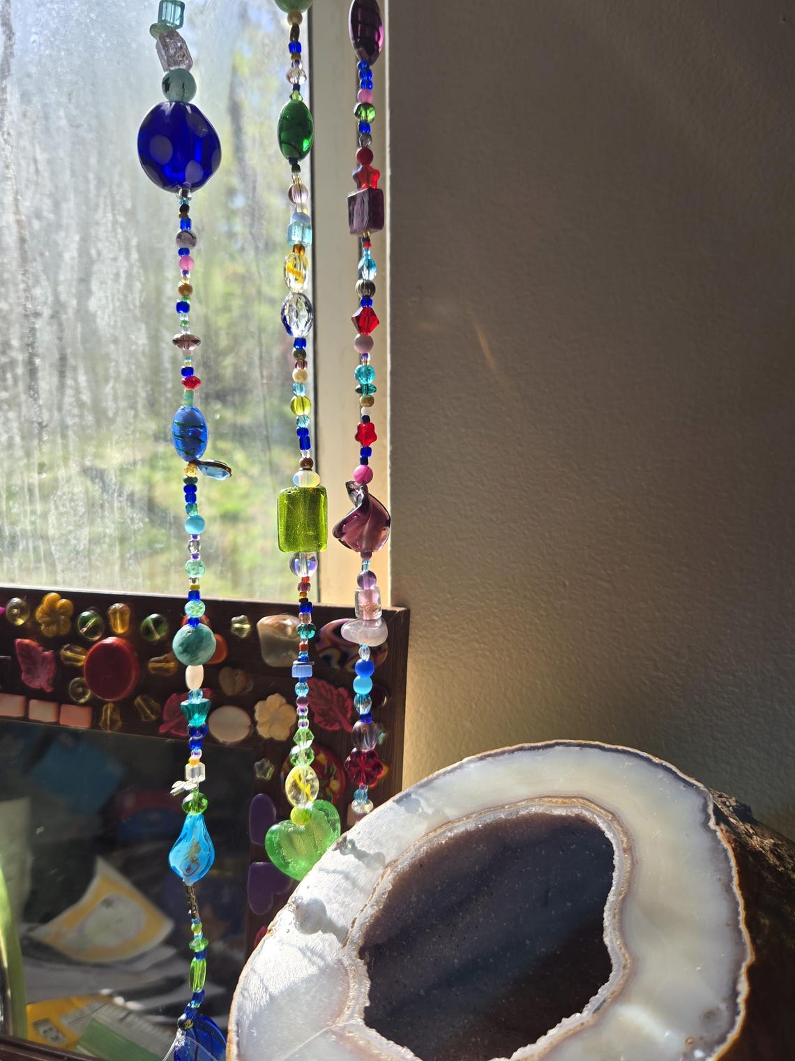 Colorful Beaded Crystal Suncatcher, Curtain Window Sparkling Sun ...