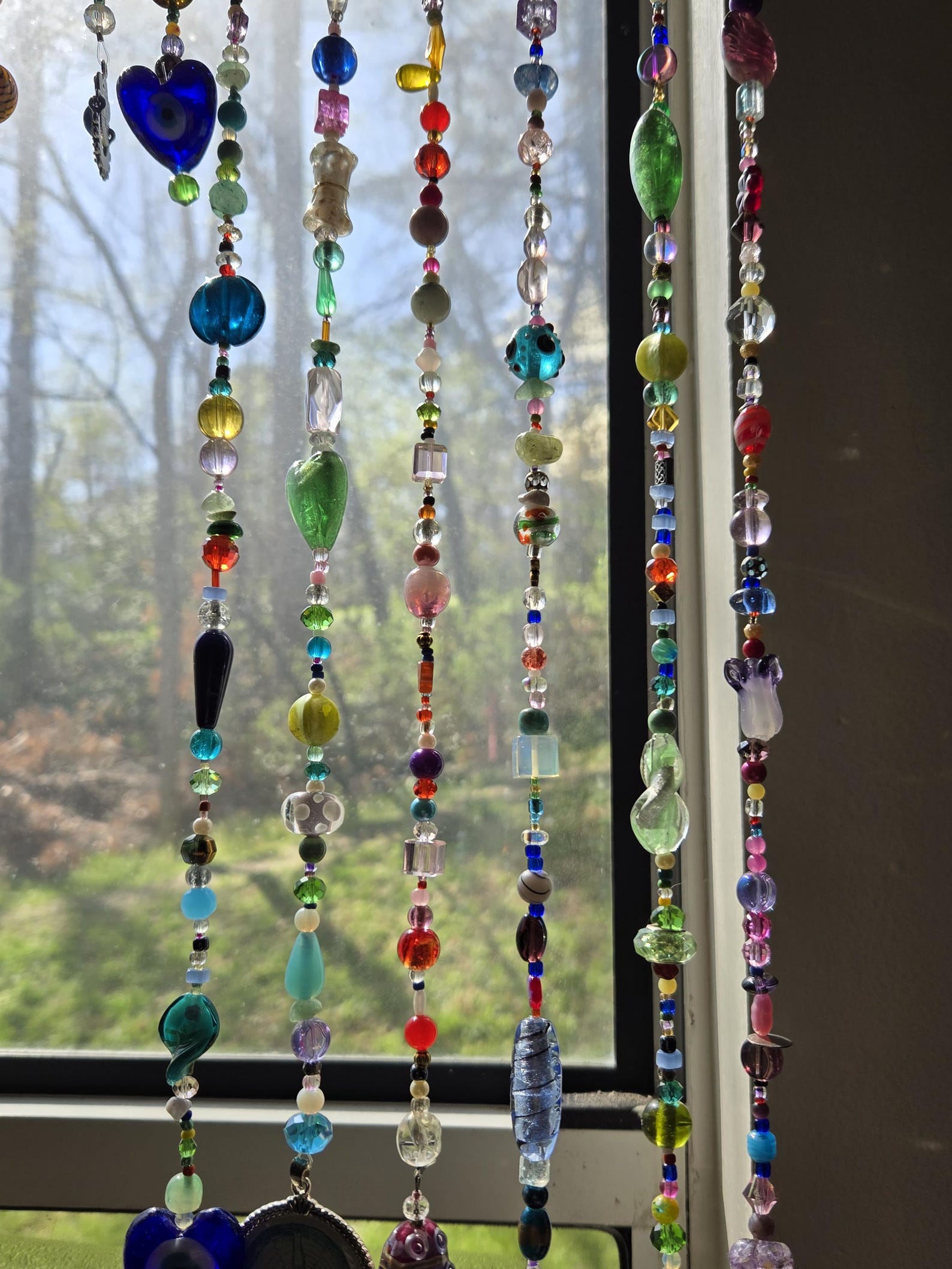 Colorful Beaded Crystal Suncatcher, Curtain Window Sparkling Sun ...