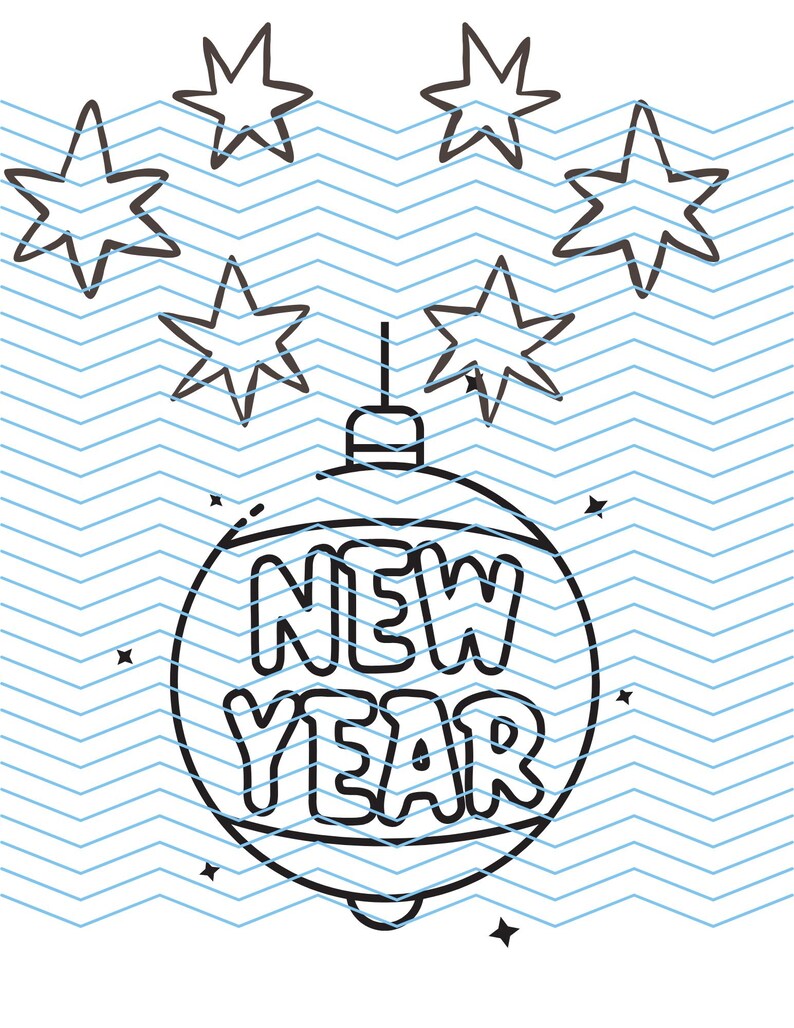 10 New Year 2025 Printable Coloring Pages - Etsy