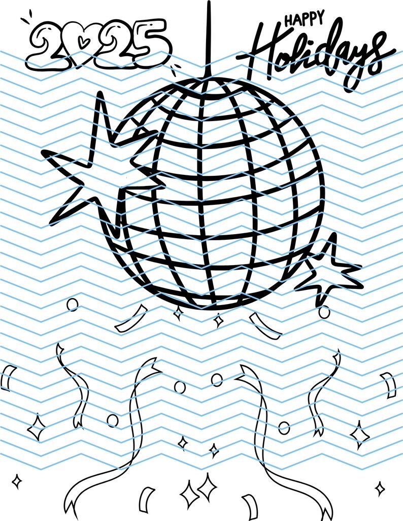 10 New Year 2025 Printable Coloring Pages - Etsy