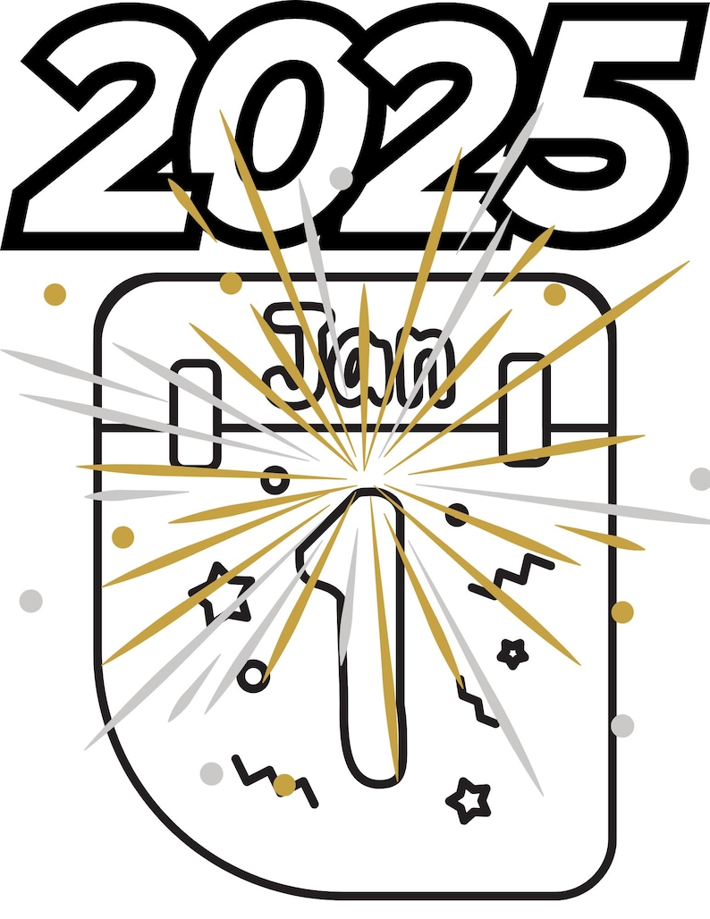 10 New Year 2025 Printable Coloring Pages - Etsy