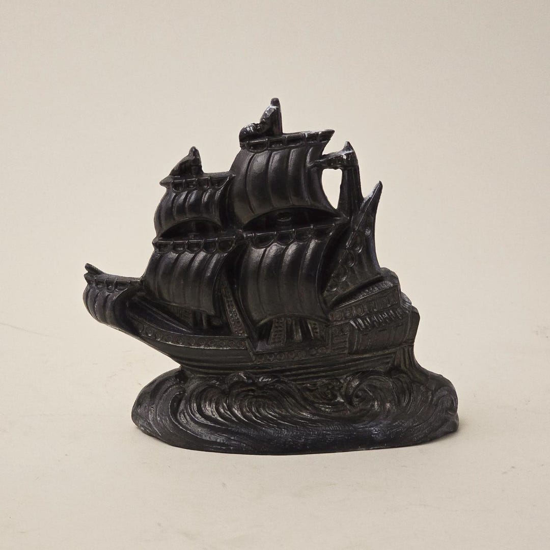 Vintage Lead Ship Bookends: Nautical Mantel Decor - Etsy