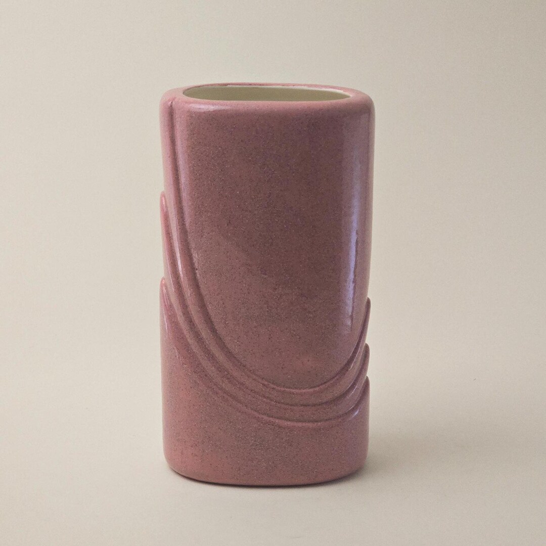 Vintage Haeger 1985 PINK USA Pottery Draped Waterfall Beige Vase 16" L ...