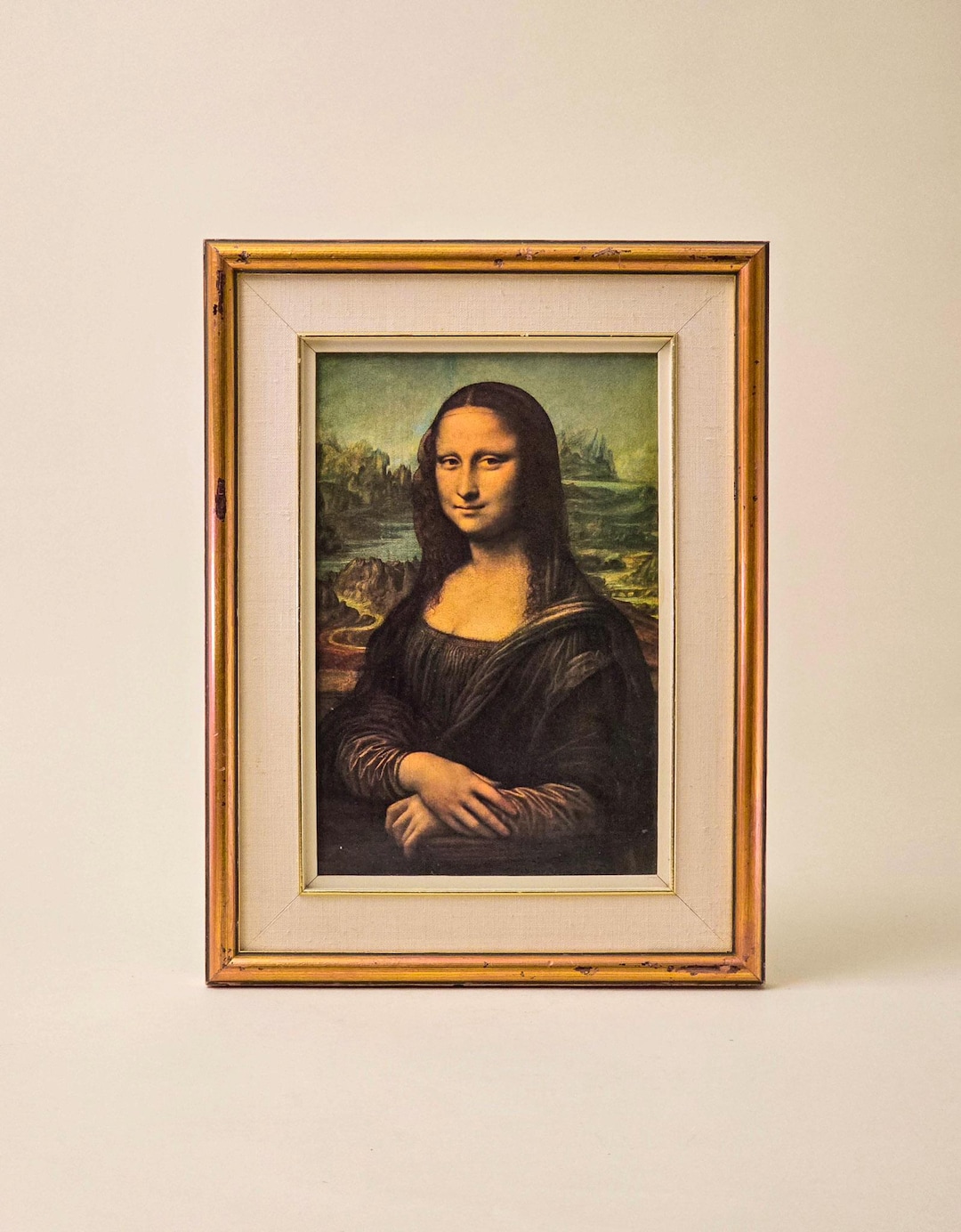 Vintage Mona Lisa Painting Replica L Da Vinci Print L Mona Lisa Portrait L Renaissance Print ...