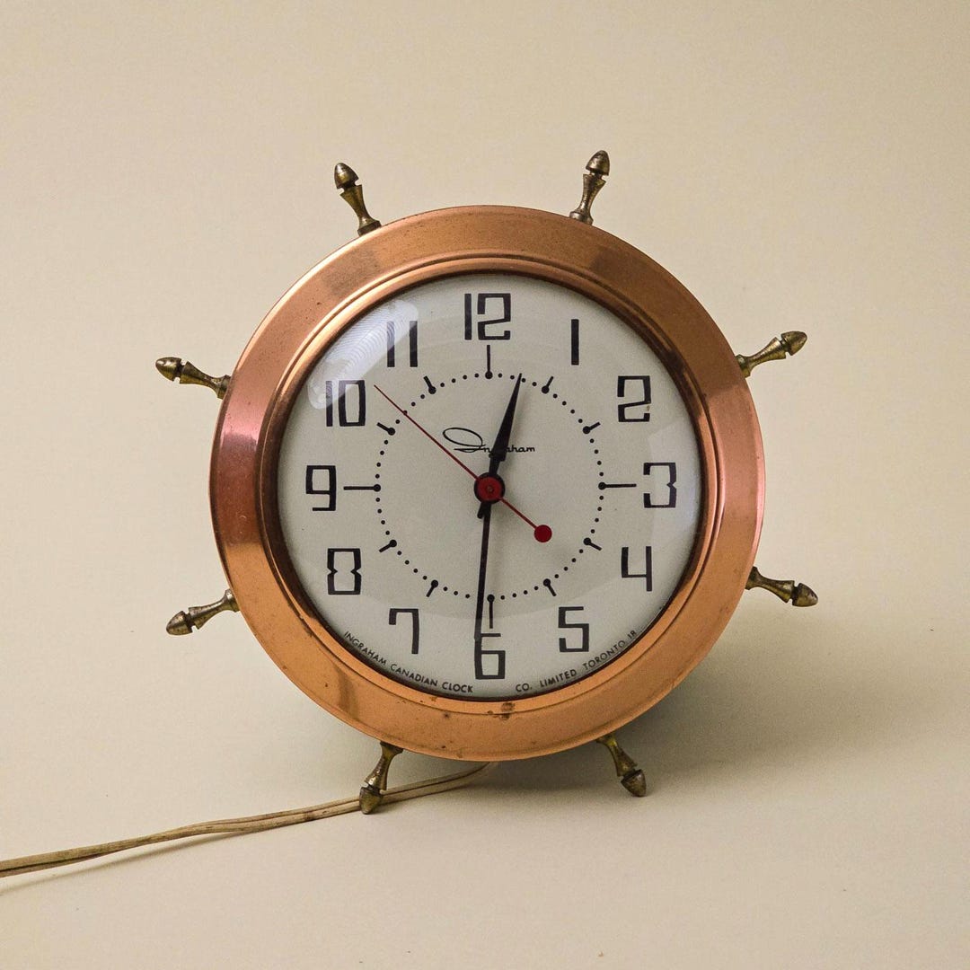 Vintage Ingraham Copper Helm Clock L Art Deco L Nautical Decor L ...