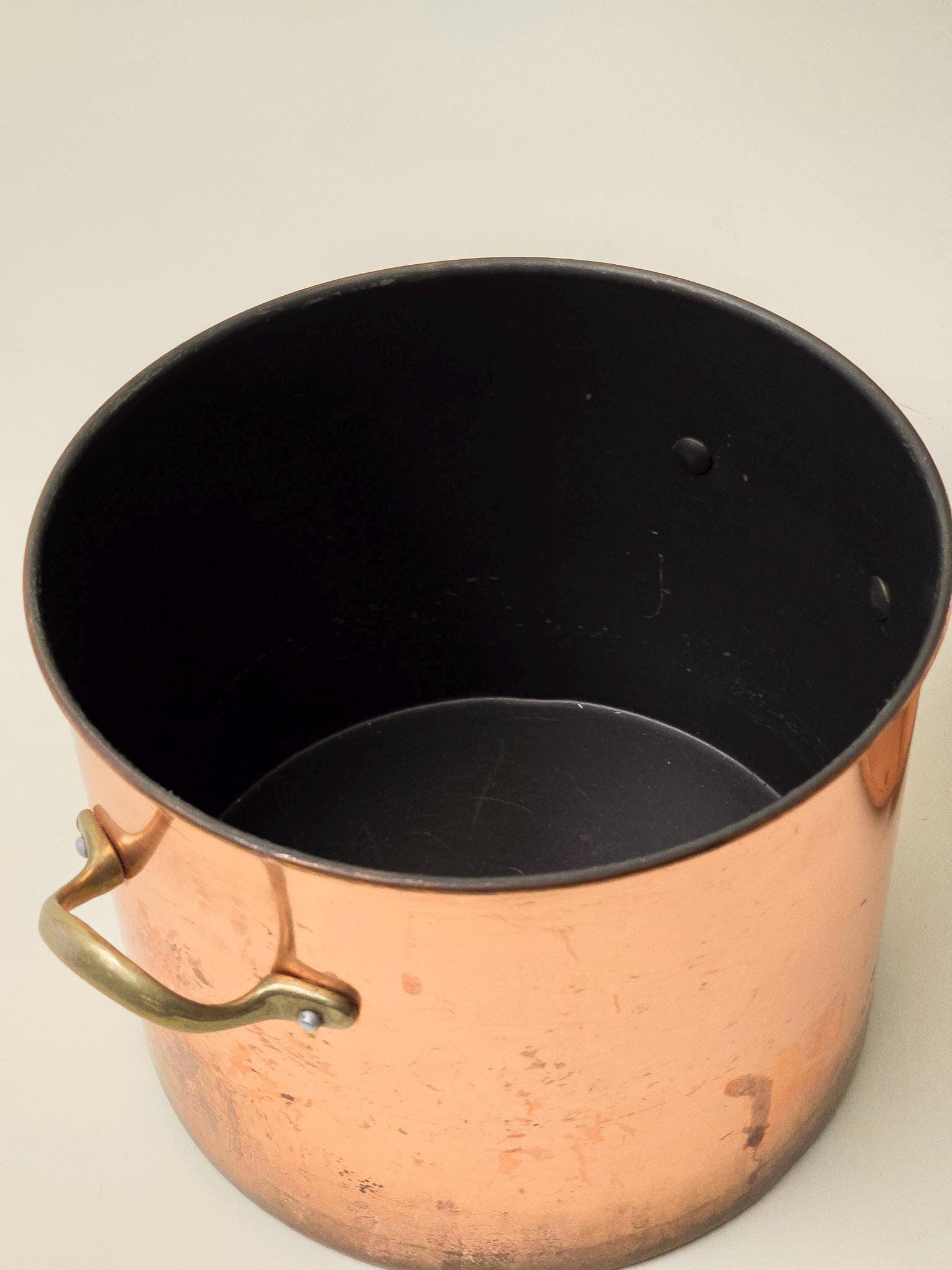 Vintage Copper Stock Pot Copper Kitchen Brass Handle Uniquely Tarnished ...