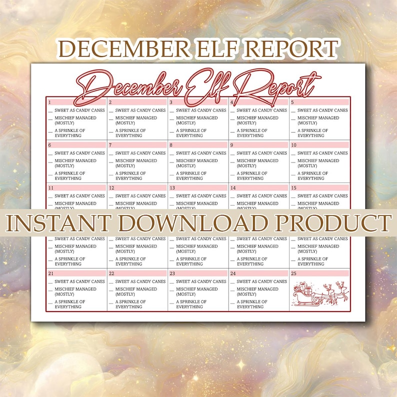 Elf Report Calendar - December 2025 - Elf Themed Behaviors - Instant ...