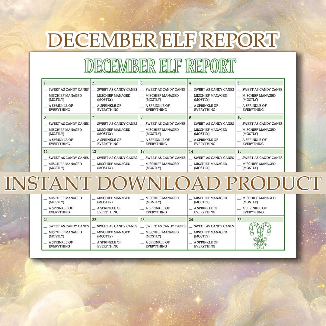 Elf Report Calendar - Behavior Chart - December 2025 - Christmas ...
