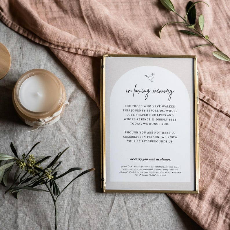 In Loving Memory Wedding Memorial Sign | Minimalist Memorial Table Sign ...