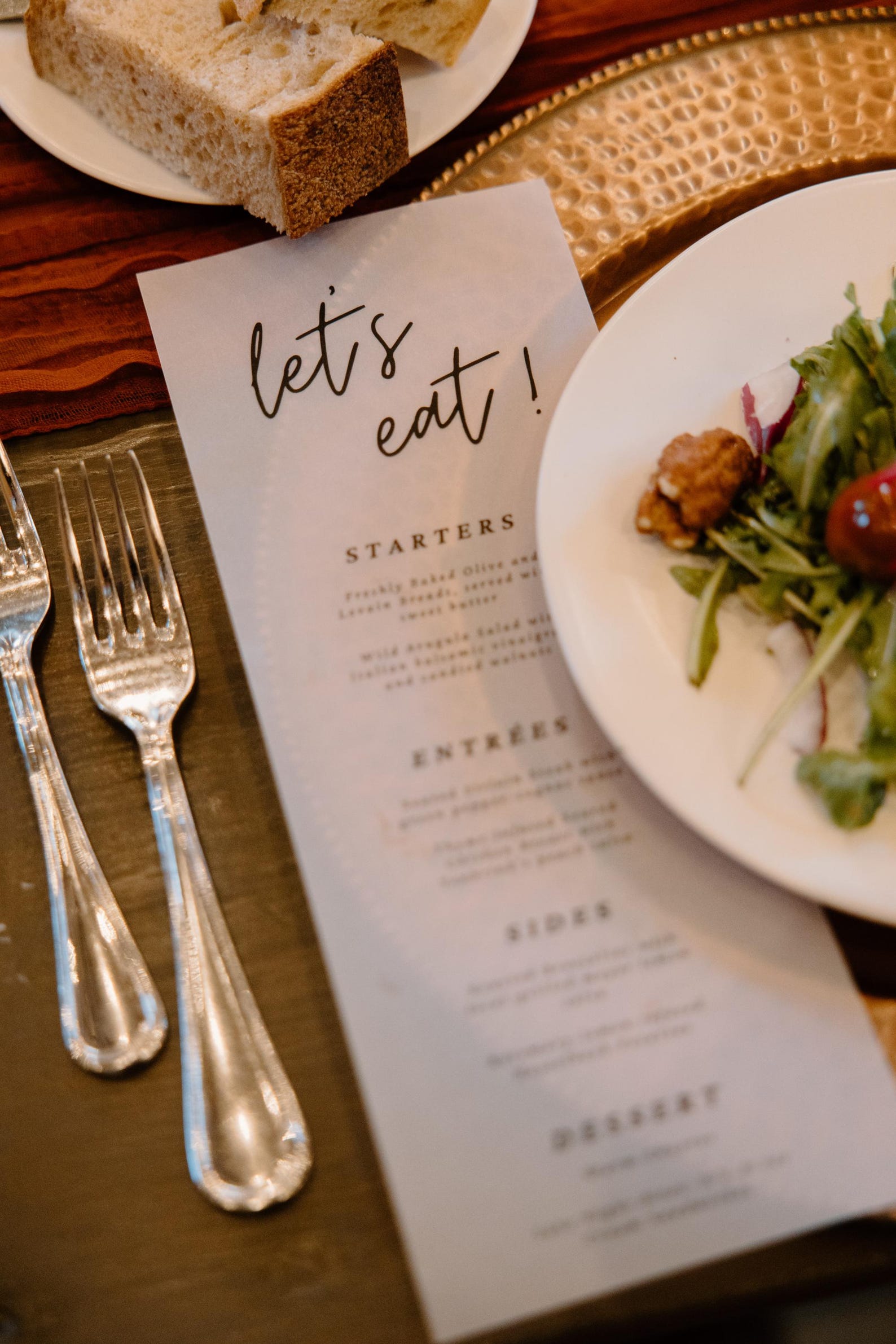 Let's Eat Wedding Menu Canva Template | Starters, Entrees, Sides ...