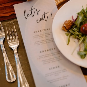 Let's Eat Wedding Menu Canva Template | Starters, Entrees, Sides ...