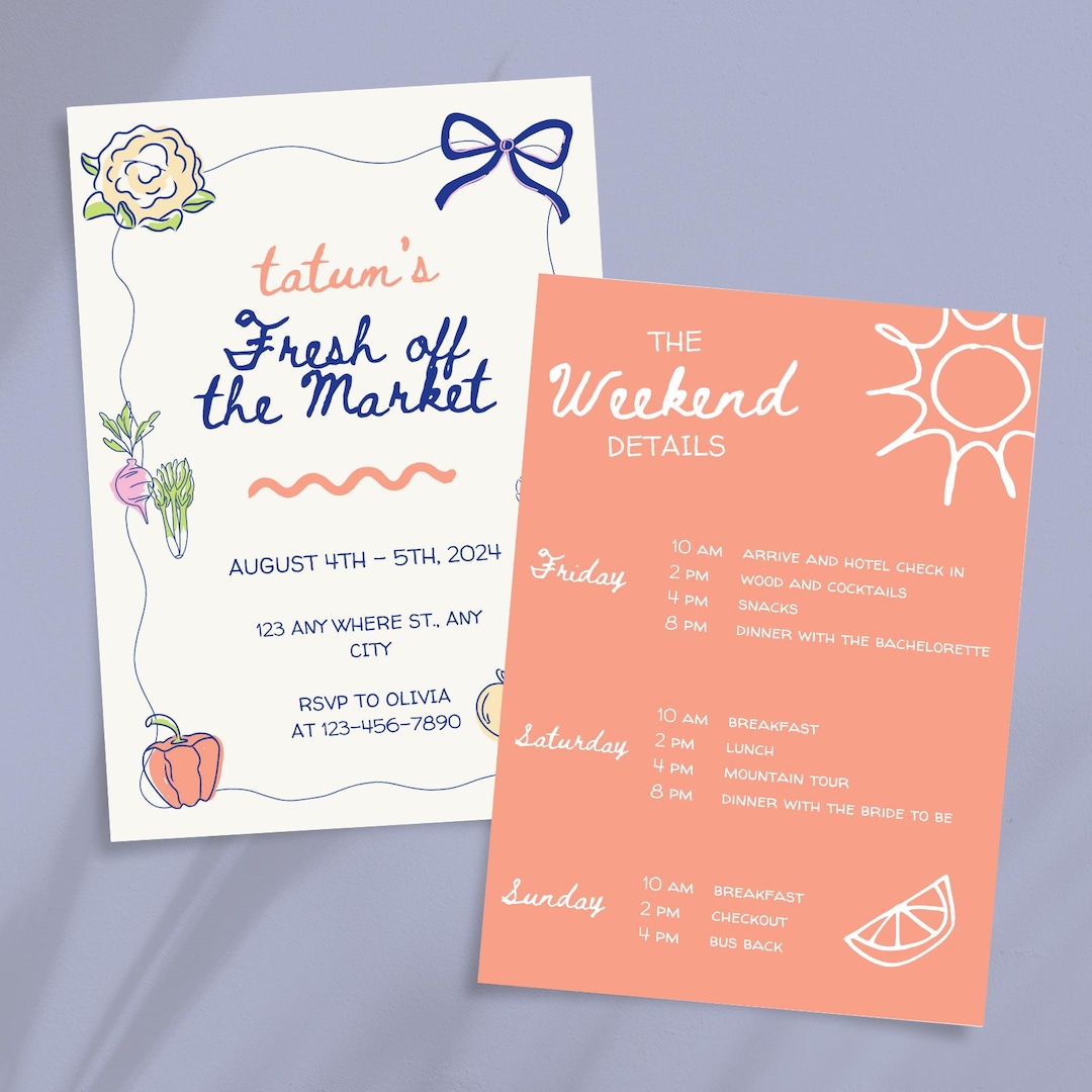 Fresh off the Market Bachelorette Invitation, Farmers Market Theme ...