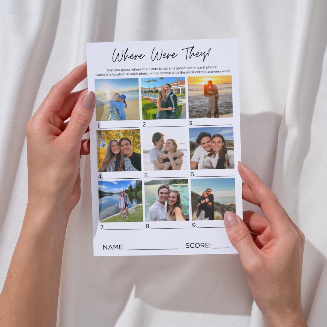 Where Were They Game Bridal Shower Game | Couples Shower Game ...