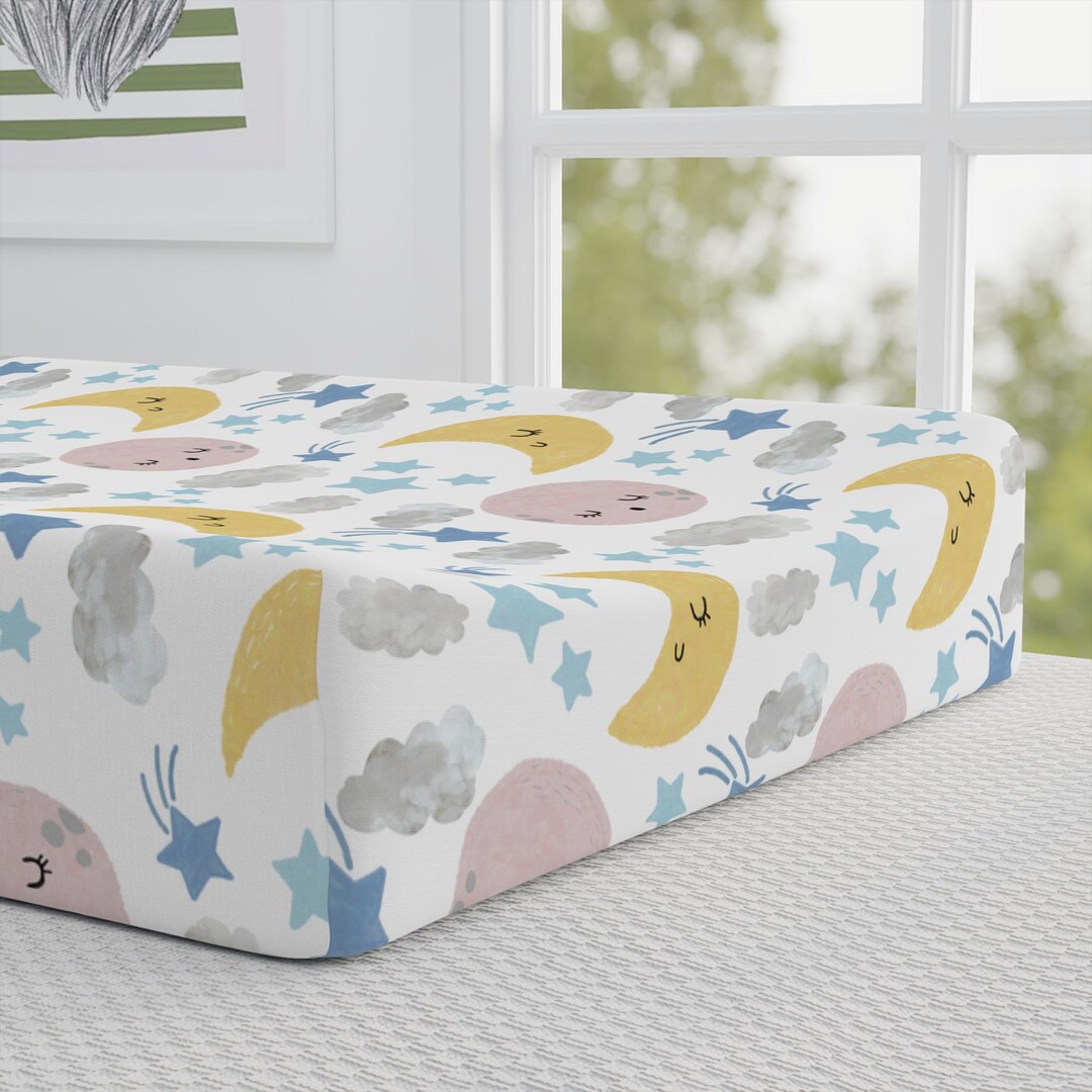 Moon and Stars Changing Pad Cover, Gender Neutral Nursery Decor - Etsy