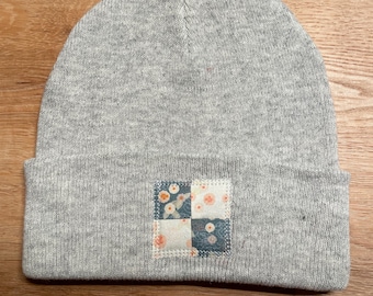 Quilt Block Knit Hat | Patchwork Beanie | Quilt Block Hat | Gifts for ...