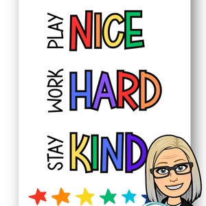 NICE HARD KIND | Classroom Poster, Positivity, Wellbeing - Etsy Australia