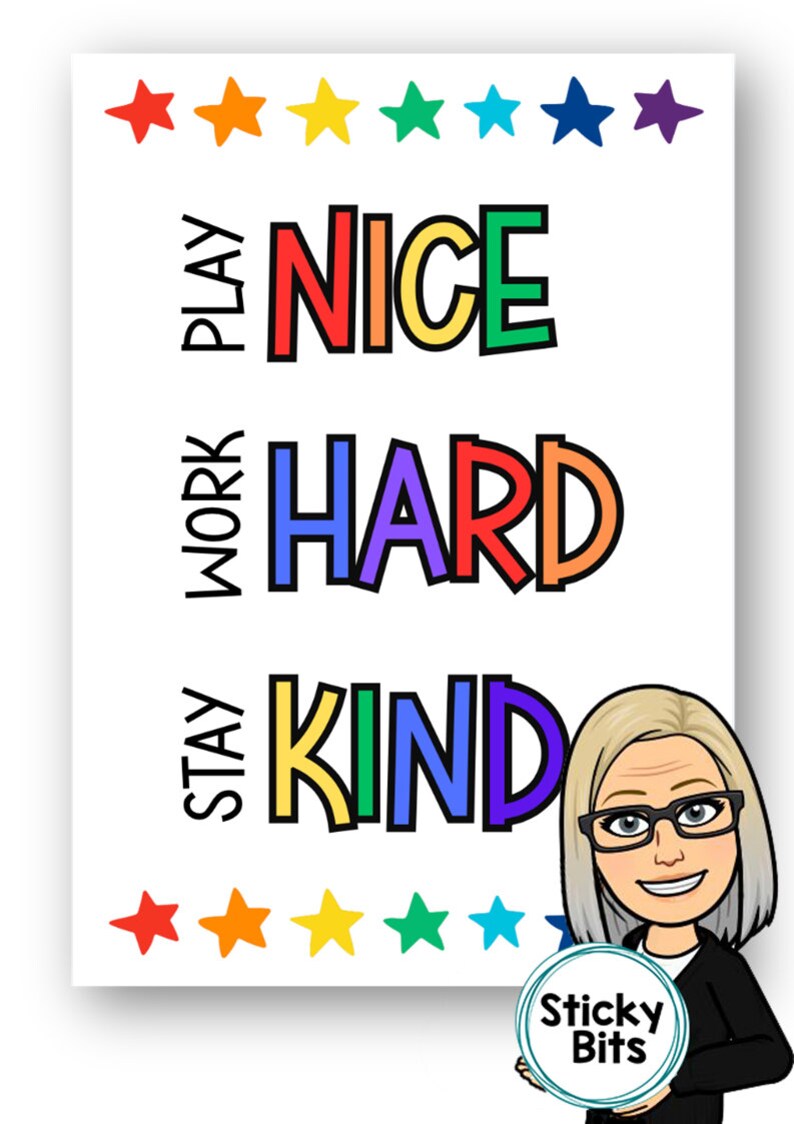 NICE HARD KIND | Classroom Poster, Positivity, Wellbeing - Etsy Australia