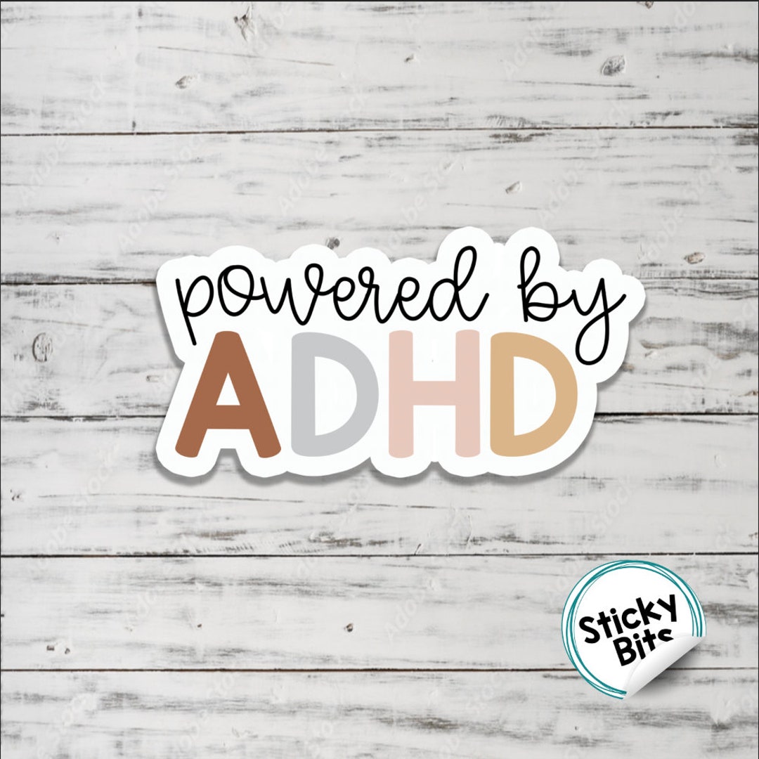 POWERED BY ADHD Funny Work Sayings, Sarcastic Stickers, Laptop Stickers ...