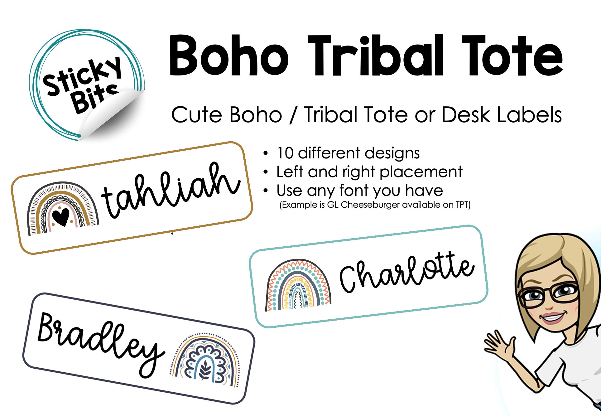 TOTE NAME LABELS | Boho | Classroom Decor | Name Label | Tote Tray ...