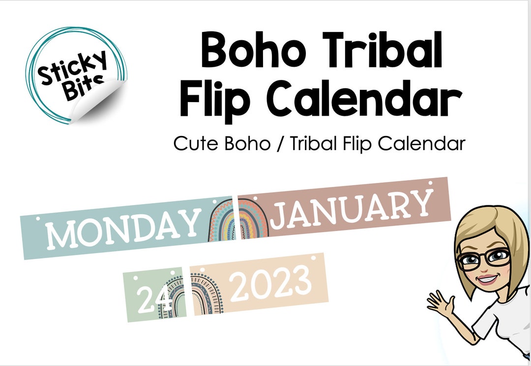 FLIP CALENDAR | Boho | Classroom Decor | White Board | Flip | Calendar ...
