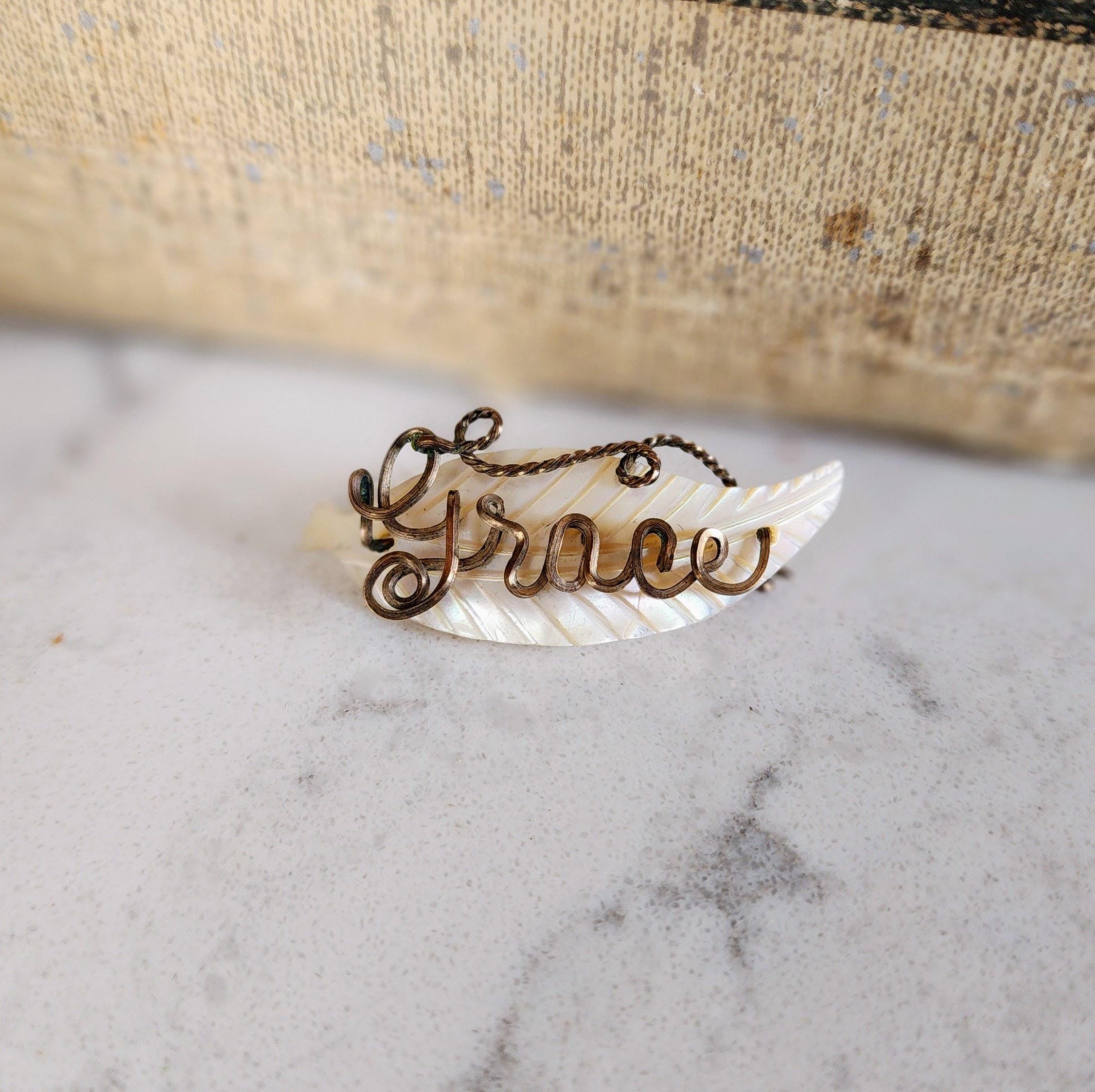Vintage Brooch Mother of Pearl Name Scrollwork Brooch. Our Namesake and ...
