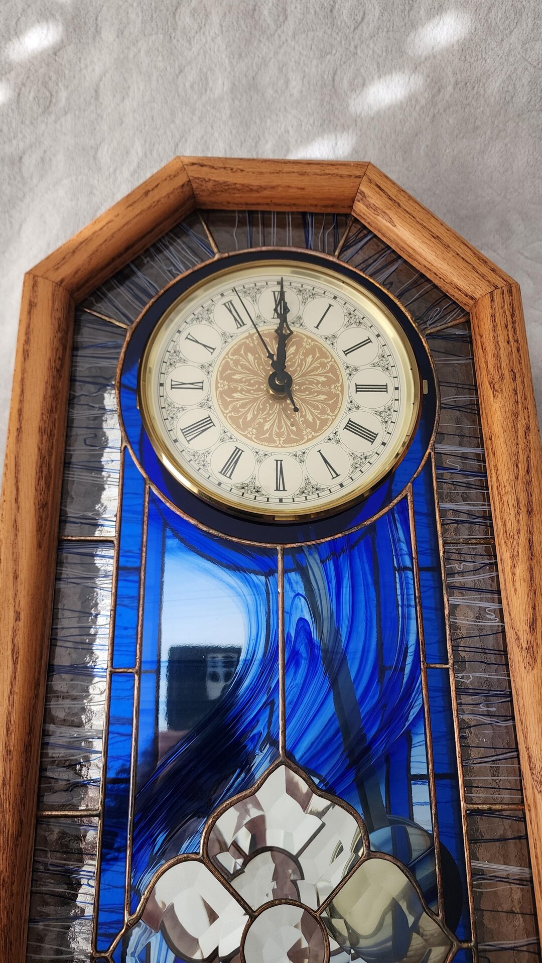 Handmade Vintage Stained Glass Wall Clock From Studio One Art Glass in ...