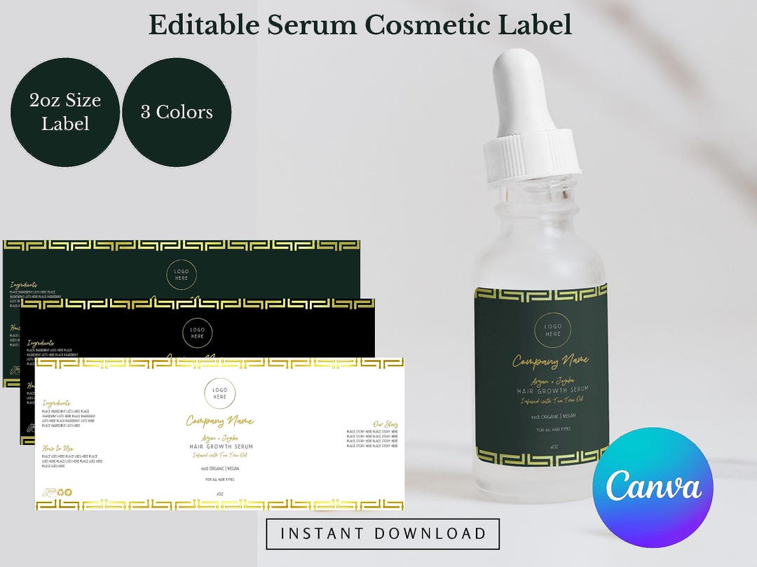 Editable 2oz Hair Serum Label Template - Printable DIY Label Design - Etsy