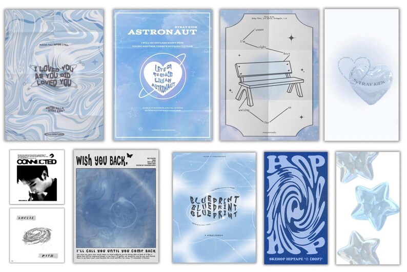 Stray Kids Blue Preppy Poster Picture Collage Dreamy Preppy Aesthetic ...