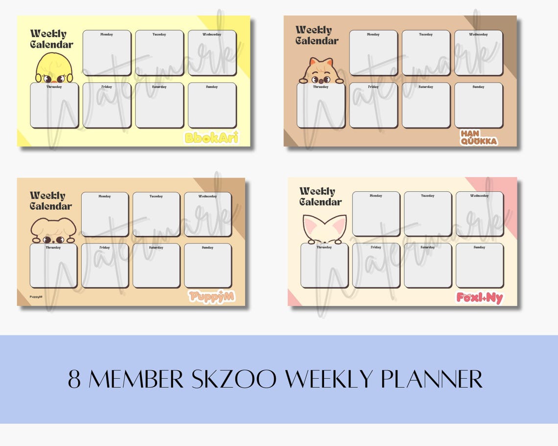 Instant Download Printable Weekly SKZOO Calendar | Digital Download ...