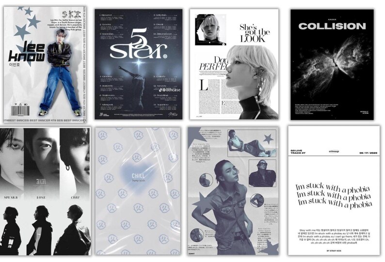 Stray Kids Blue Preppy Poster Picture Collage Dreamy Preppy Aesthetic ...