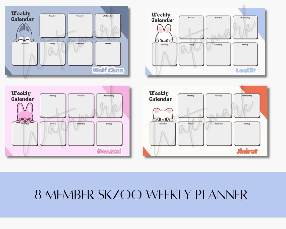 Instant Download Printable Weekly SKZOO Calendar | Digital Download ...