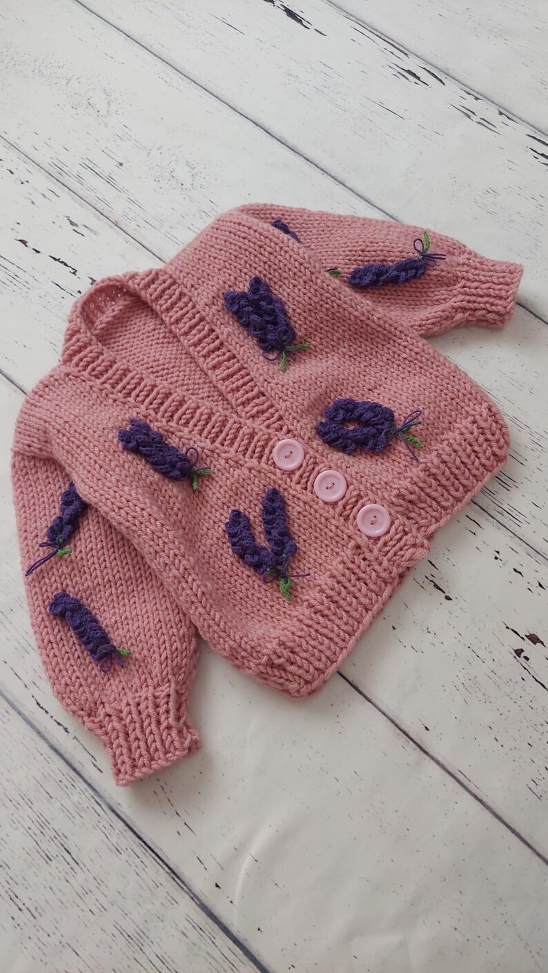 Hand-knitted Baby Cardigan - 3D Daisy Embroidered Baby Girl Sweater ...
