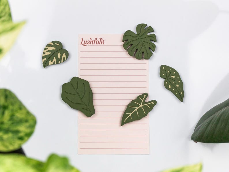Tropical Plant Leaf Magnets – Set of 5 | Monstera, Begonia, Fiddle Leaf ...