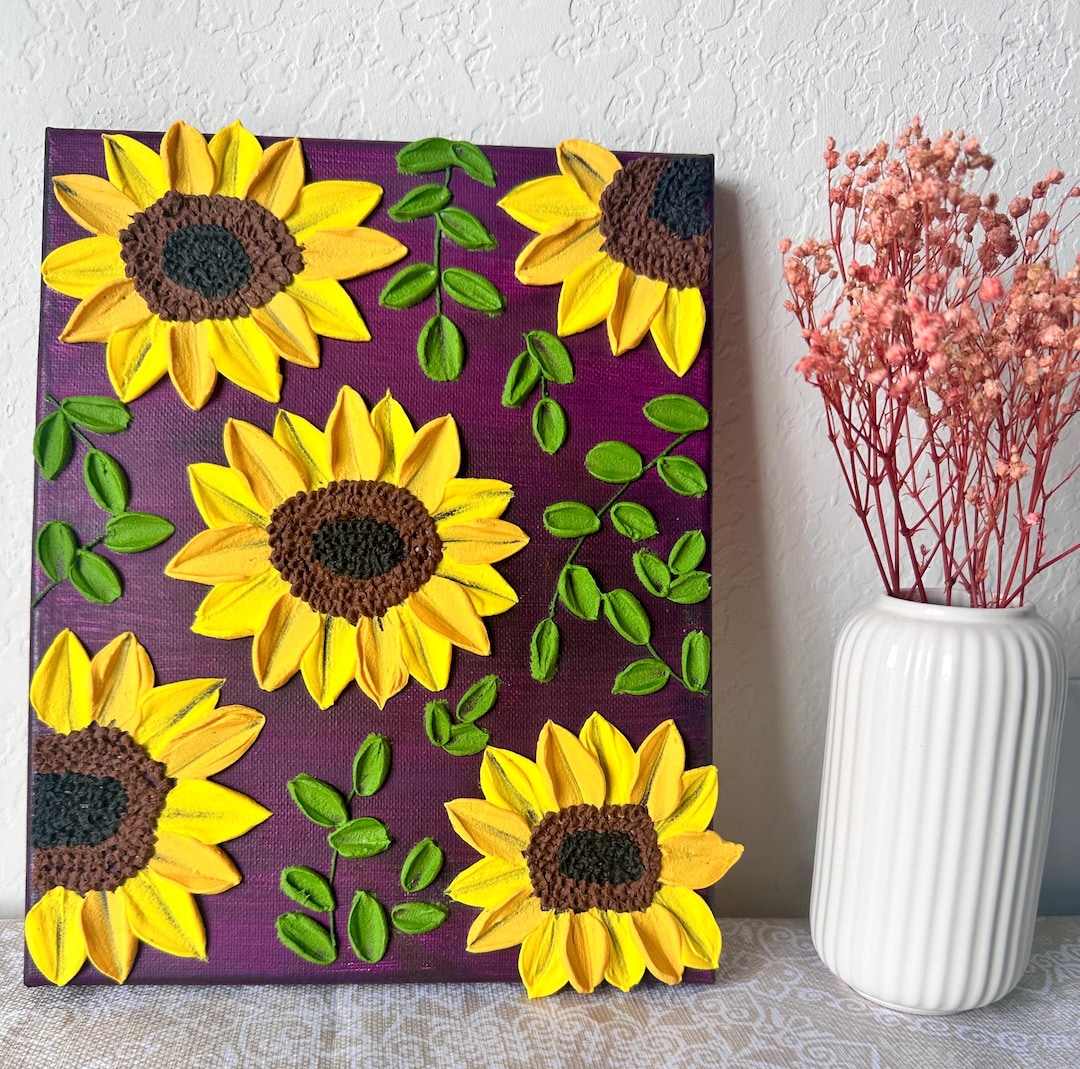 Floral Texture Art | Textured Flower Painting | Home Decor | Sunflower ...