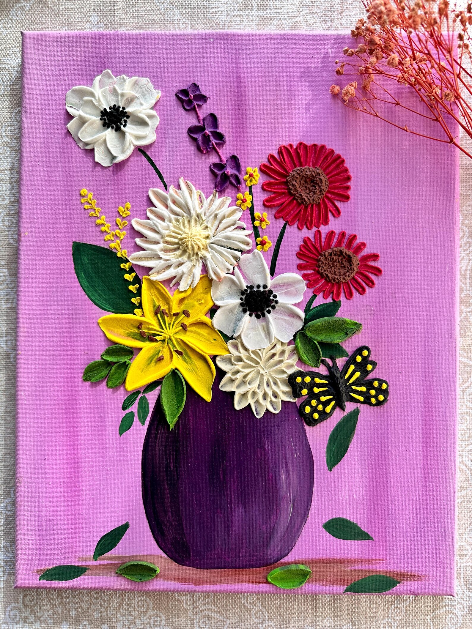 Floral Texture Art | Textured Flower Painting | Home Decor | Floral ...