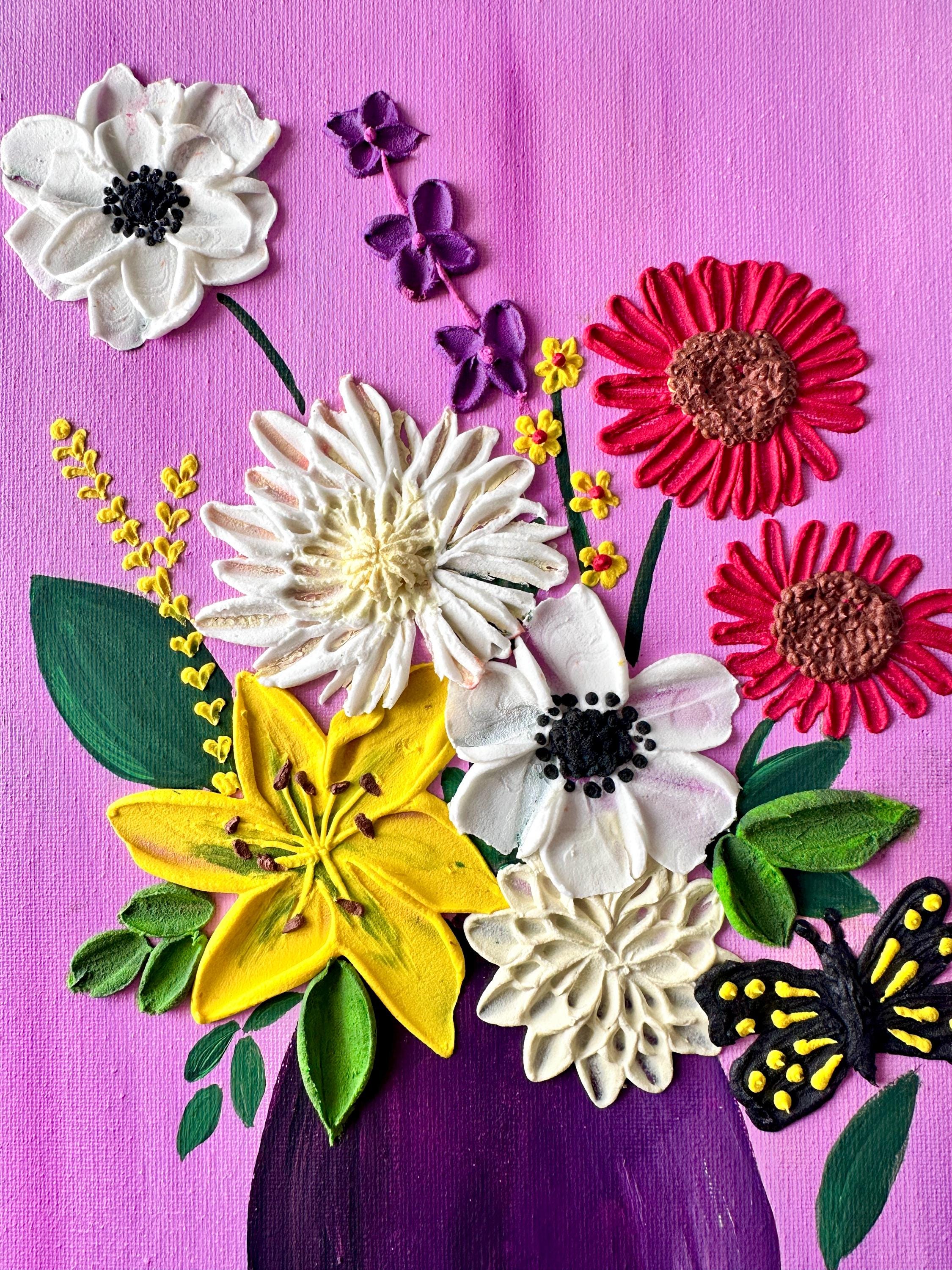 Floral Texture Art | Textured Flower Painting | Home Decor | Floral ...